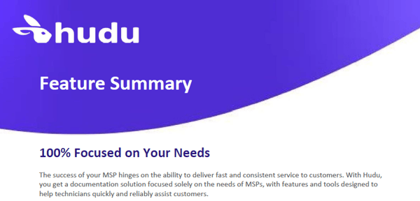 Resource Download - Hudu Feature Sheet | Hudu